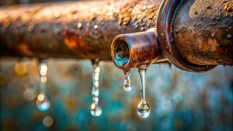 Rustic Pipe with Dripping Water, Showcasing the Beauty of Nature S ...