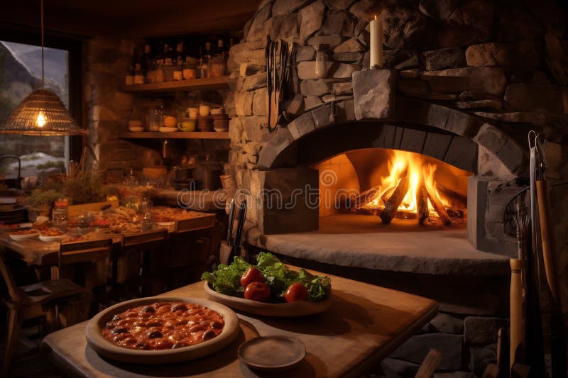 Rustic Pizzeria Ambience with Wood-Fired Pizzas Stock Photo - Image of ...