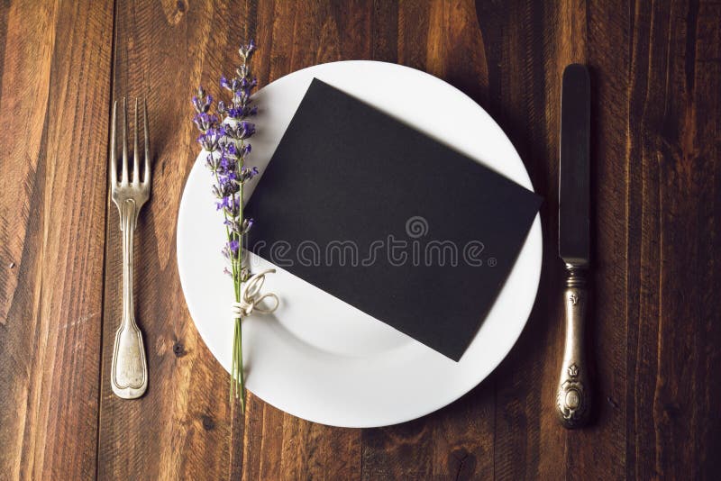 Rustic Place Setting with Empty Menu Stock Image - Image of brown ...