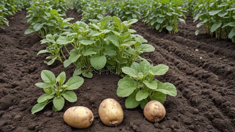 Rustic Potato Harvest Banner Natures Bounty in Brown and Green Stock ...