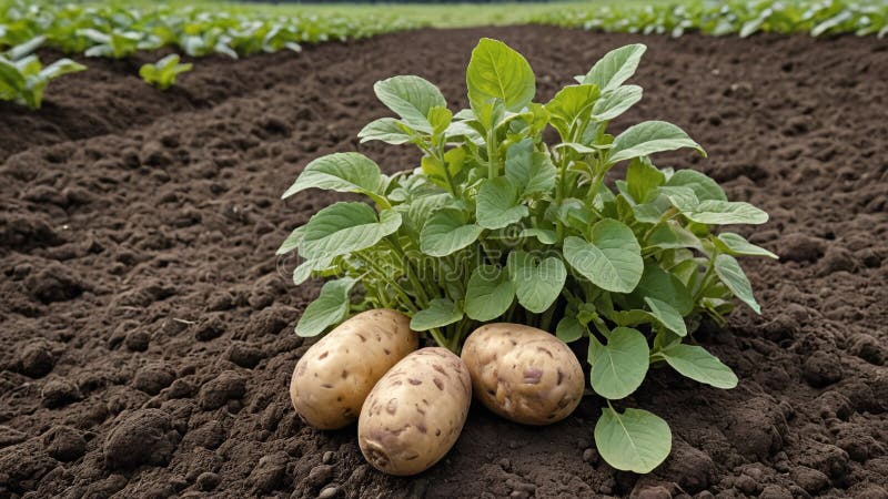 Rustic Potato Harvest Banner Natures Bounty in Brown and Green Stock ...