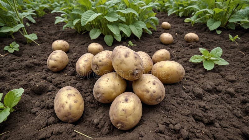 Rustic Potato Harvest Banner Natures Bounty in Brown and Green Stock ...