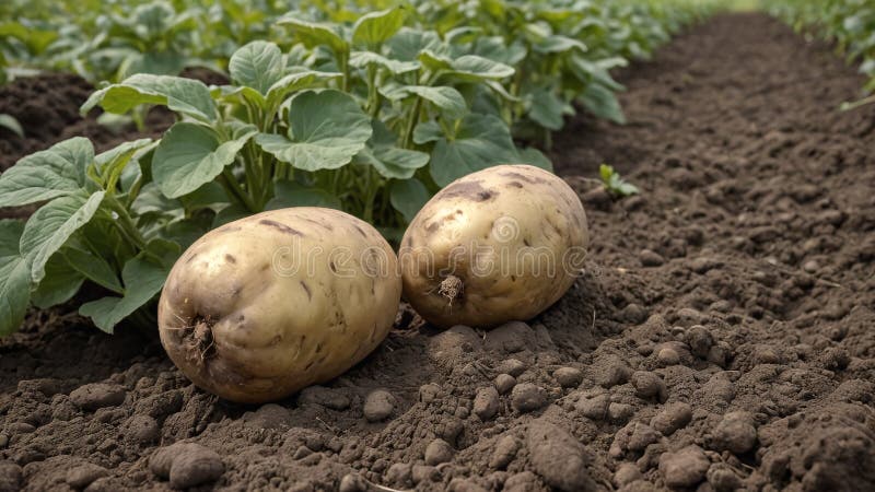 Rustic Potato Harvest Banner Natures Bounty in Brown and Green Stock ...