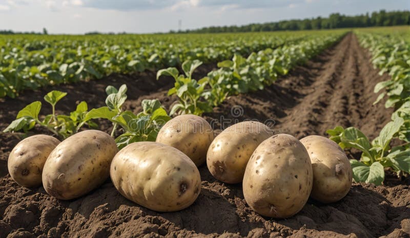 Rustic Potato Harvest a Field of Freshness and Growth Stock ...