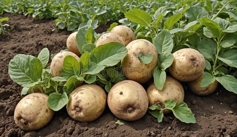 Rustic Potato Harvest a Field of Freshness and Growth Stock ...