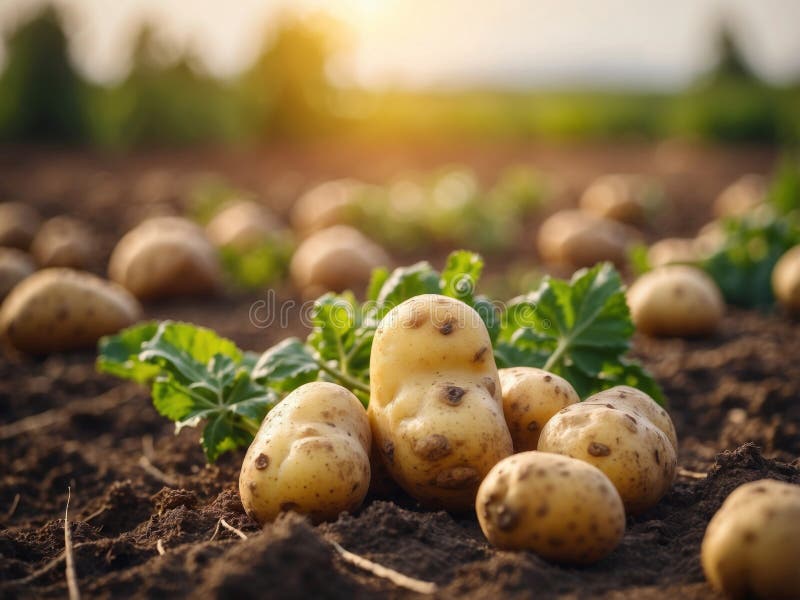 Rustic Potato Harvest a Field of Freshness and Growth. Stock Photo ...