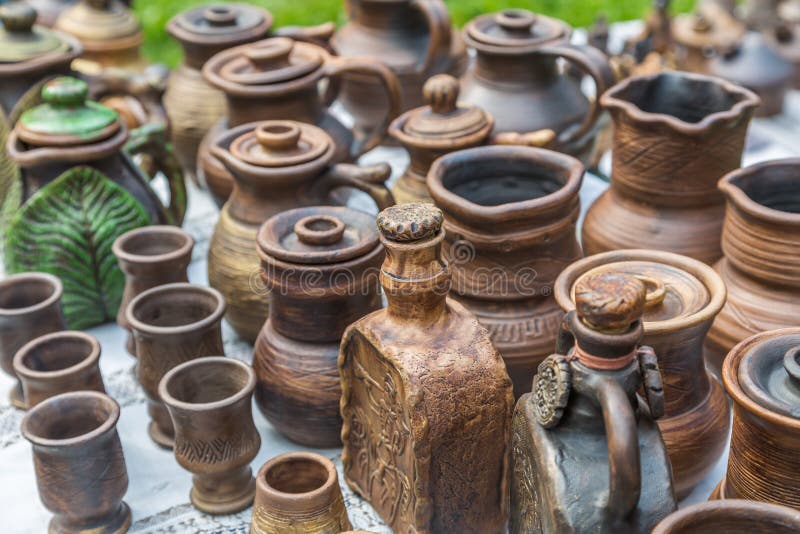 Rustic Pottery Hand-work. Ceramics. Stock Image - Image of tradition ...