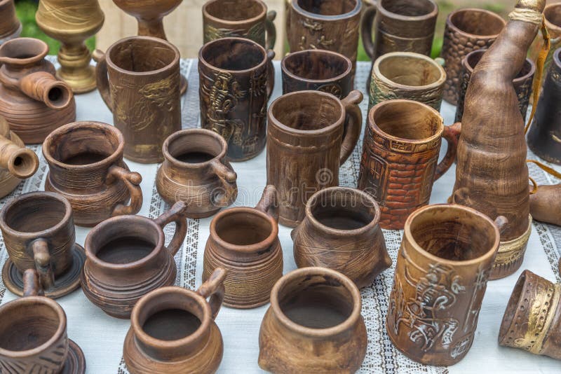 Rustic Pottery Hand-work. Ceramics. Stock Image - Image of handmade ...