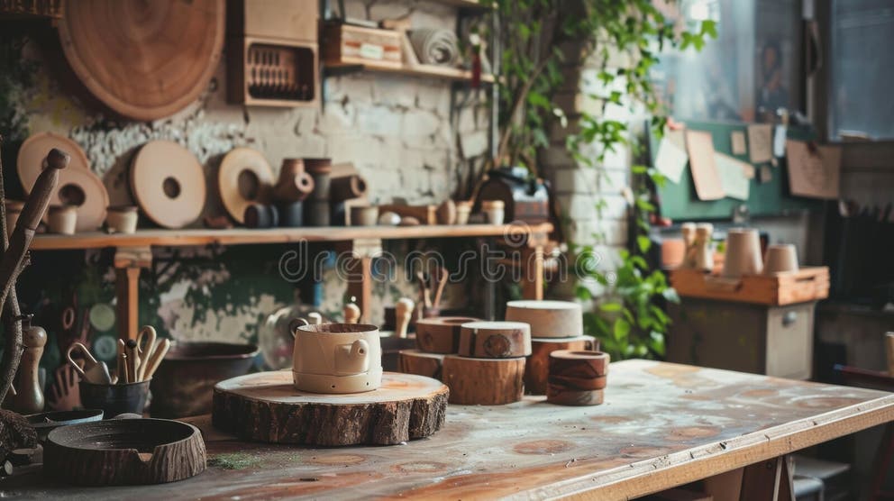 Rustic Pottery Studio Interior Stock Photo - Image of visual, emotional ...