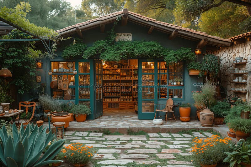 Rustic Pottery Studio Surrounded by Nature, Highlighting the Serene and ...