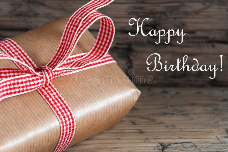 Rustic Present with Happy Birthday Stock Image - Image of shiny ...