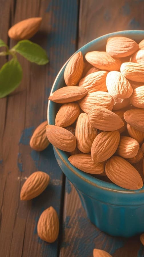 Rustic Presentation Almonds in Orange Cup on Weathered Wood Stock ...