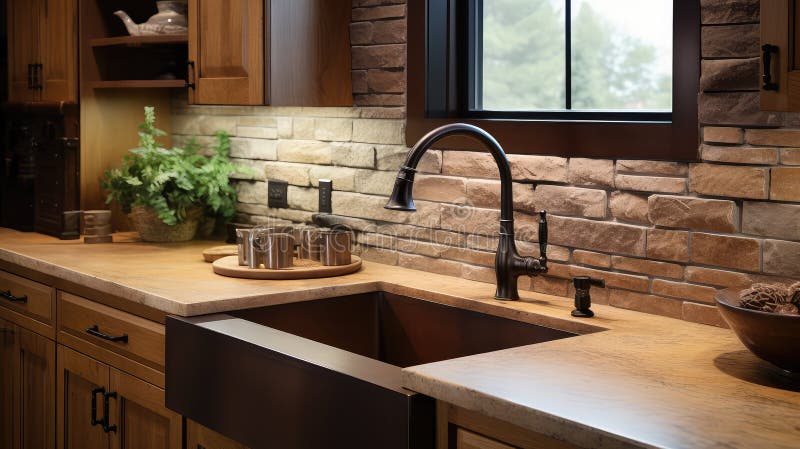 Rustic Quartz Kitchen Countertop Stock Illustration - Illustration of ...