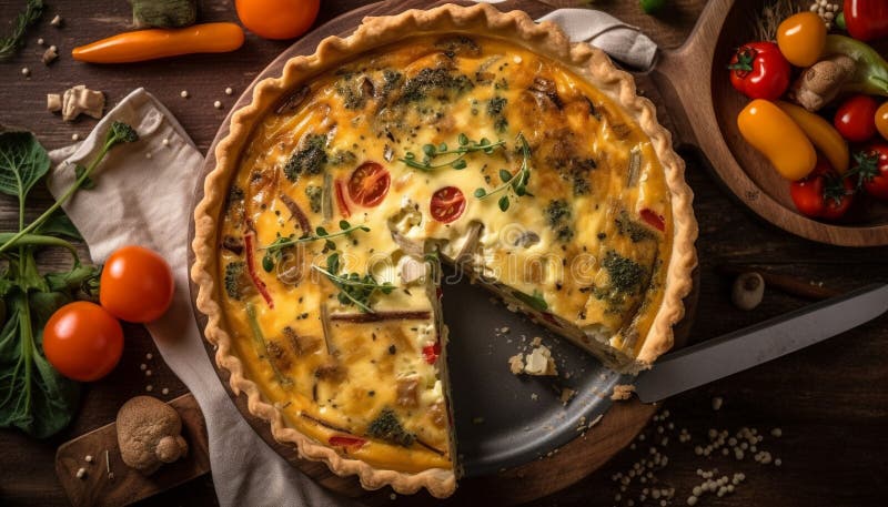Rustic Quiche Baked with Fresh Vegetable Slices Generated by AI Stock ...