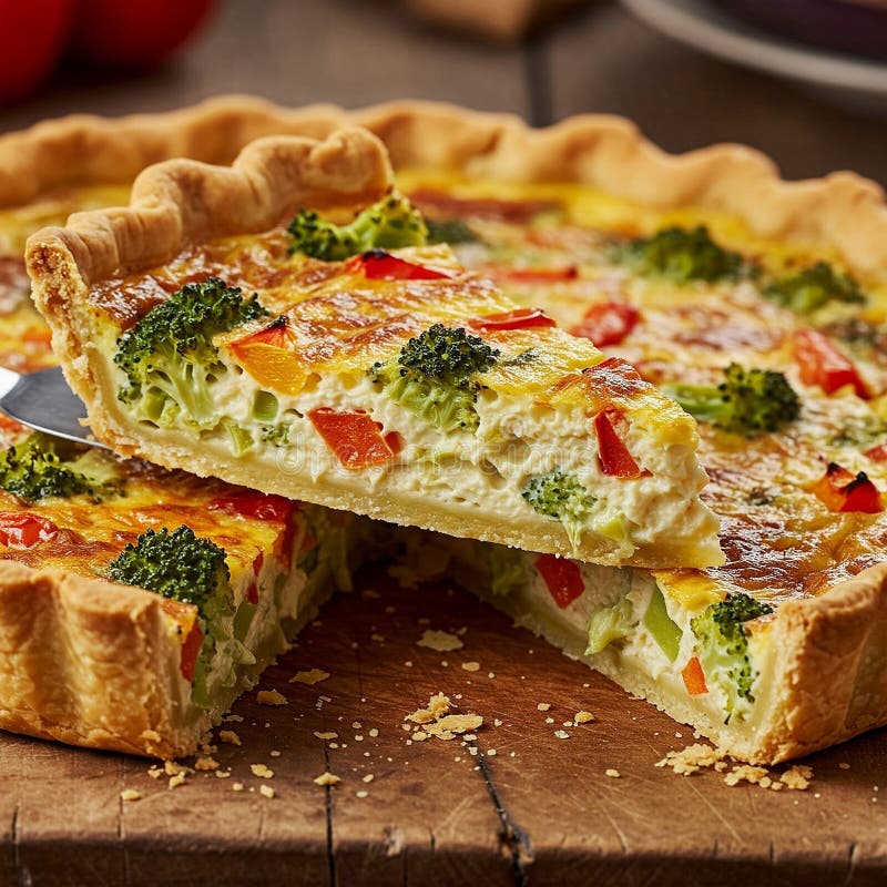 Vegetable Quiche with Flaky Crust Stock Illustration - Illustration of ...
