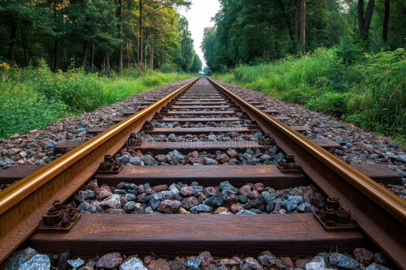 Rustic Railway Tracks Surrounded by Lush Greenery during Daylight in a ...