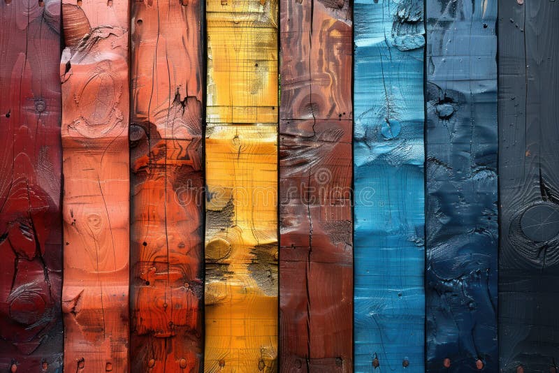 Rustic Rainbow: Abstract Painted Wooden Wall Table Floor Texture ...