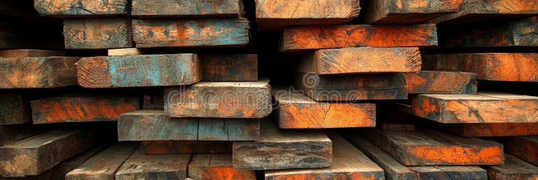 Rustic Reclaimed Wood Stack Weathered Timber Planks in Abstract ...