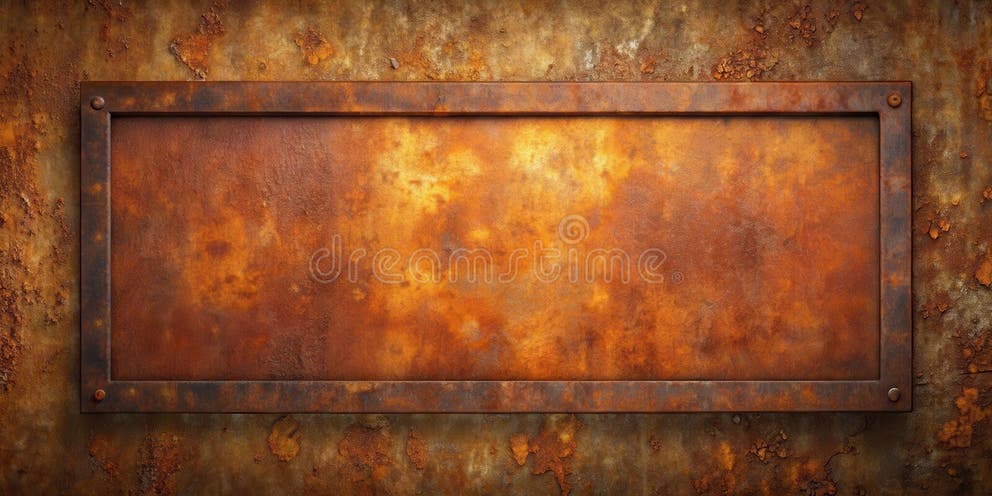 Rustic Rectangular Metal Plate with Aged Texture and Patina. Generative ...