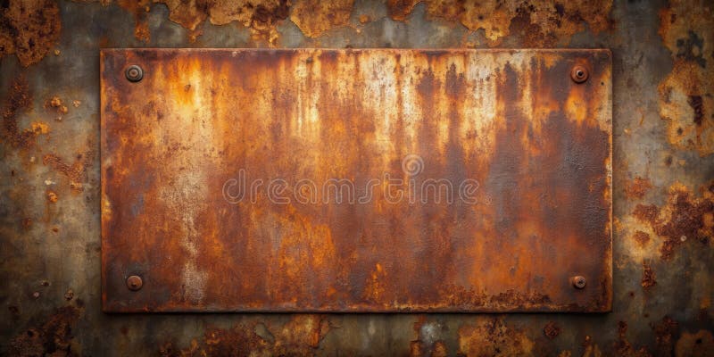 Rustic Rectangular Metal Plate with Extensive Rust and Corrosion on ...