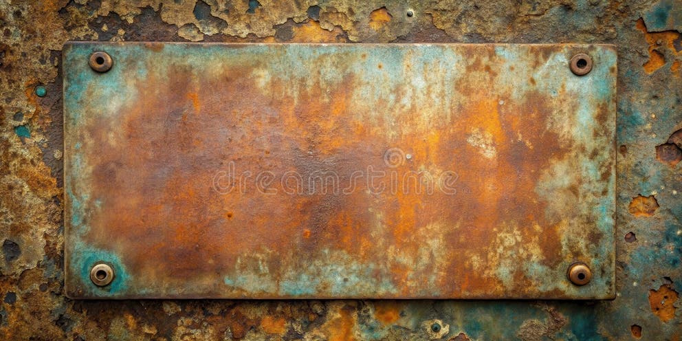 Rustic Rectangular Metal Plate with Weathered Texture and Corrosion ...