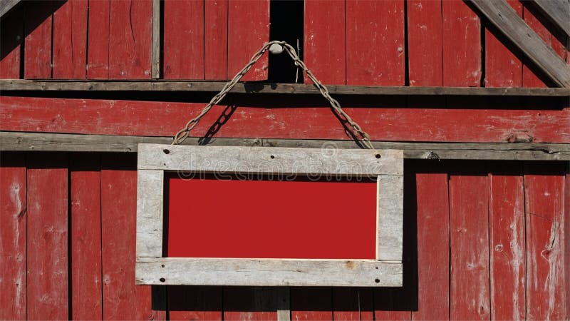 Rustic Red Barn with Bold Red Sign in Rural Setting Stock Illustration ...