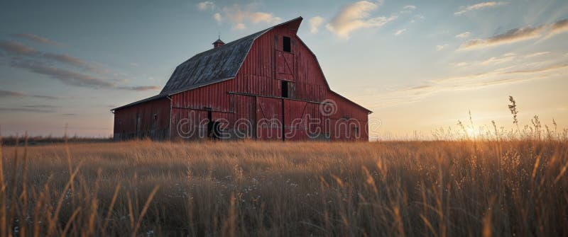 Rustic Red Barn Sunrise Over Golden Field Stock Photos - Free & Royalty ...