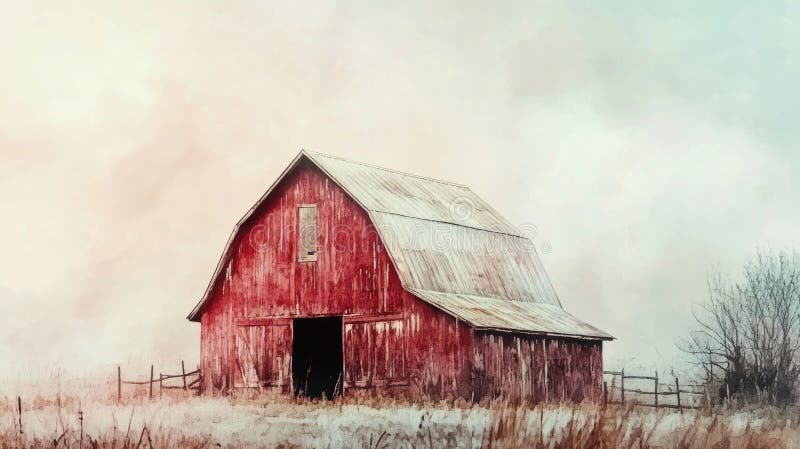 A Rustic Red Barn Surrounded by a Lush Green Field, Perfect for Rural ...