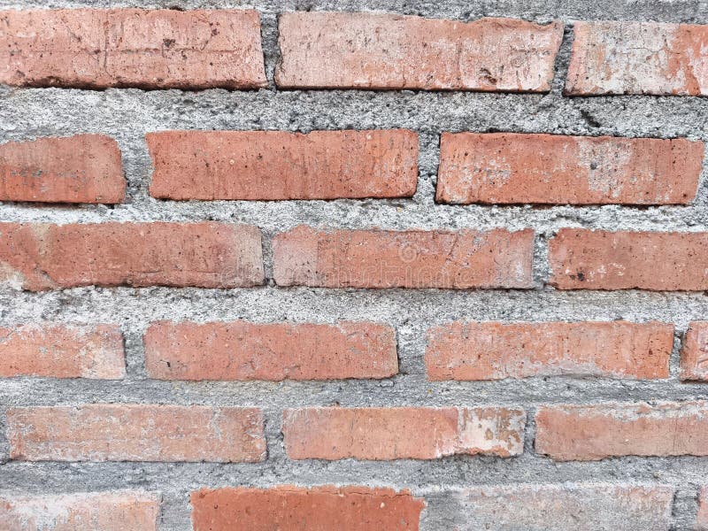 Rustic Red Brick Wall with Grey Mortar Stock Image - Image of brick ...