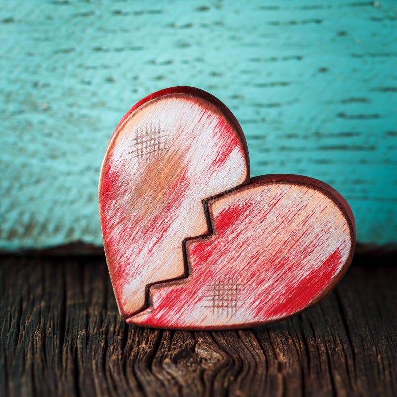 Rustic Broken Red Heart stock image. Image of symbol - 145209863
