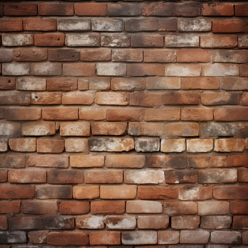 Rustic Red and Brown Brick Wall with Rough Surfaces and Weathered ...
