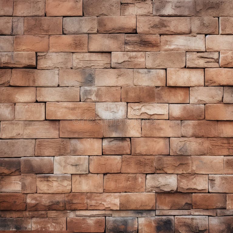 Rustic Red and Brown Brick Wall with Rough Surfaces and Weathered ...
