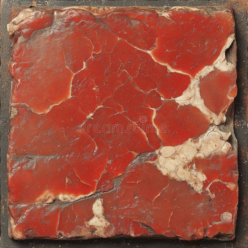 Rustic Red Ceramic Tile with Cracked Surface and Texture Details Stock ...