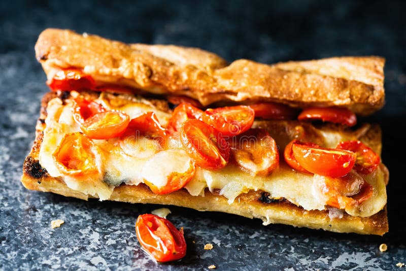 Rustic Red Cherry Tomato and Cheese Sandwich Stock Image - Image of ...