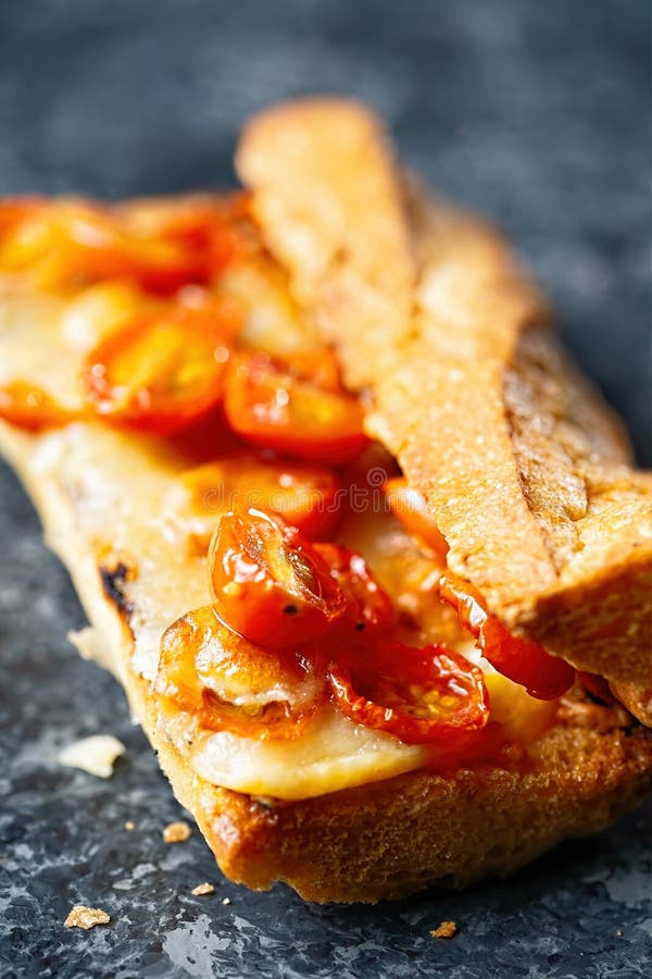 Rustic Red Cherry Tomato and Cheese Sandwich Stock Image - Image of ...