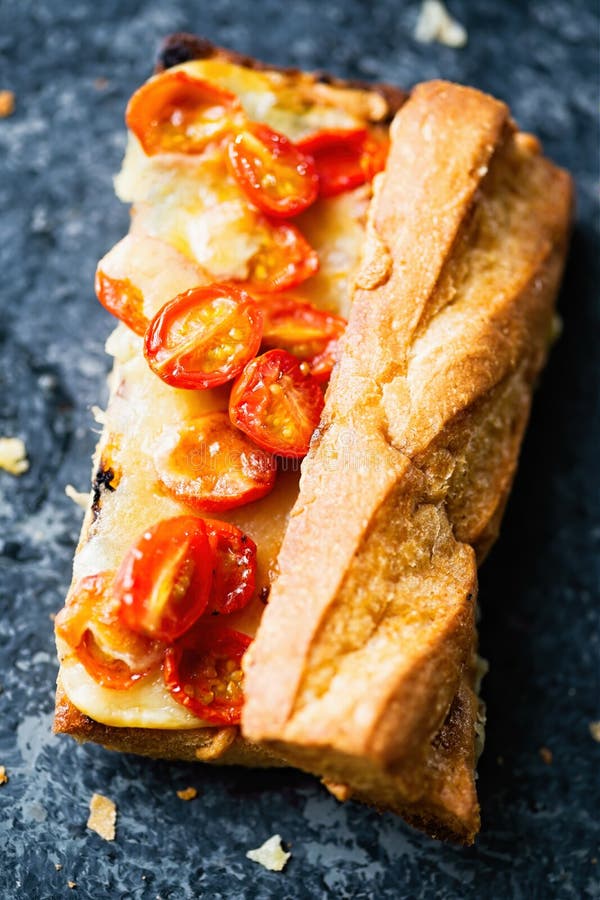 Rustic Red Cherry Tomato and Cheese Sandwich Stock Image - Image of ...