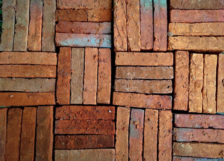 Rustic Red Clay Bricks in Herringbone Pattern – Construction & Design ...
