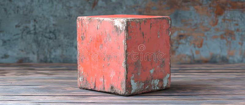 Rustic Red Cube on Wooden Surface, Aged Texture Royalty Free Image ...