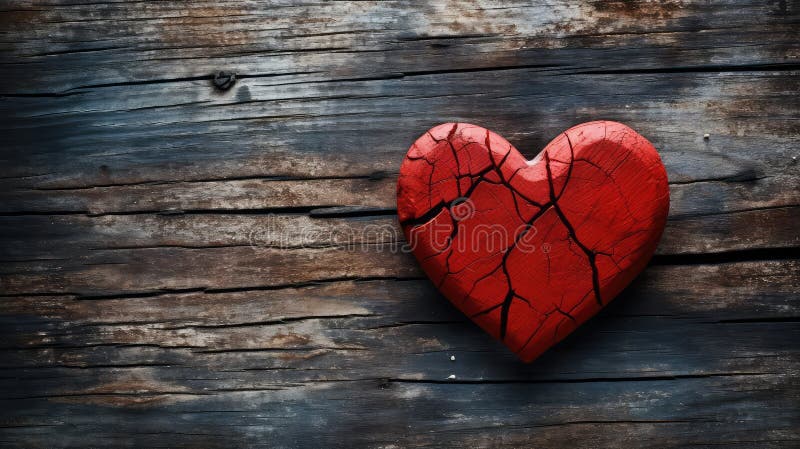 Rustic Red Heart on Weathered Wood Stock Image - Image of relationships ...