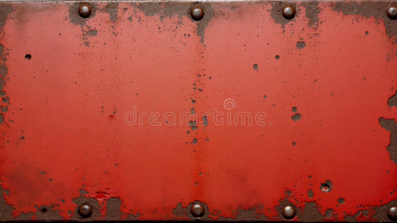Rustic Red Metal Plate Texture, Overhead View of Weathered, Red-Painted ...
