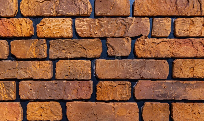 Rustic Red-orange Brick Wall Texture Background. Stock Image - Image of ...
