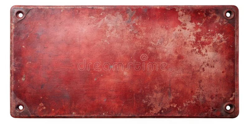 Rustic Red Rectangular Metal Plate with Worn Texture and Mounting Holes ...