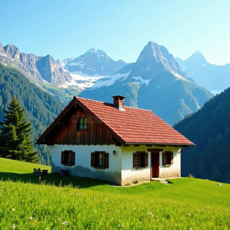 Rustic Red Roofed House, Isolated Italian Alps , Stone, Vacation ...