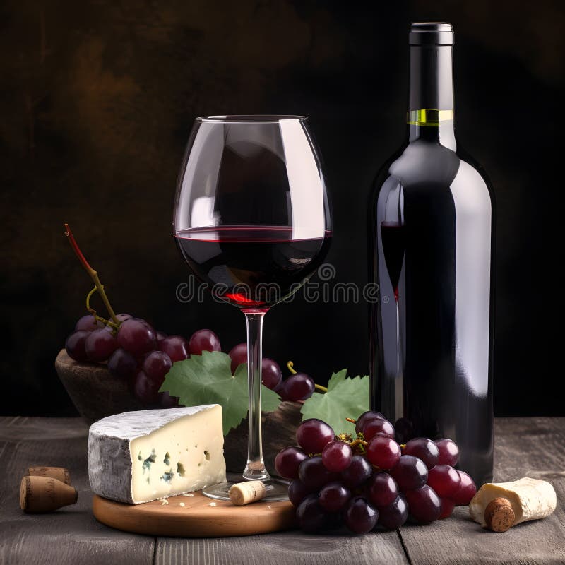 Rustic Red Wine Tasting Served with Cheese and Snacks, Generative AI ...