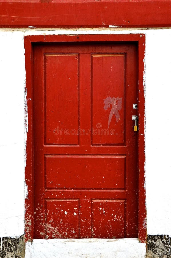 Rustic red wooden door stock photo. Image of paint, wooden - 163262964