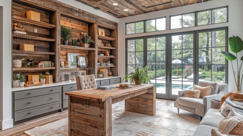Rustic Refinement Home Office Style Stock Illustration - Illustration ...