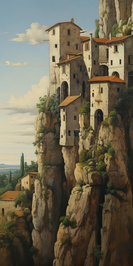 Rustic Renaissance Realism: Hyperrealistic Illustrations of Cliffs with ...