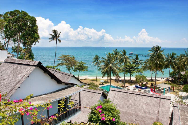 Rustic Resort in a Tropical Island Facing the Sea Stock Photo - Image ...