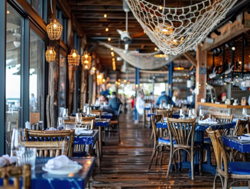 Rustic Restaurant with Nautical Decor Stock Image - Image of theme ...
