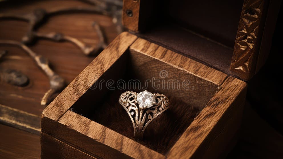 Rustic ring box stock illustration. Illustration of vintage - 369287575